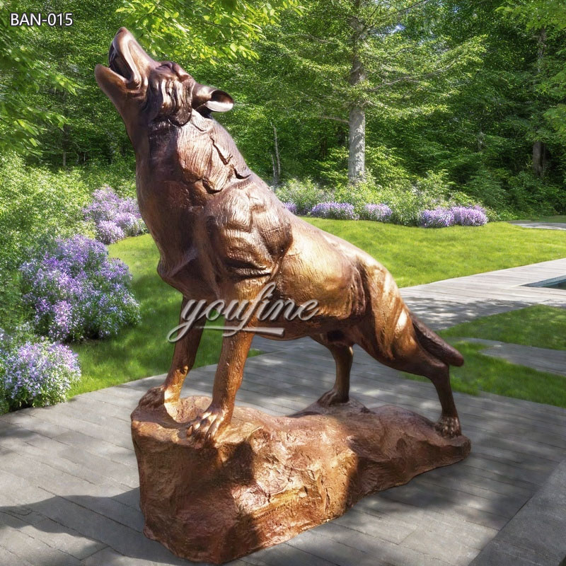 Large Outdoor Bronze Wolf Statue BAN-015- custom bronze memorial statue ...