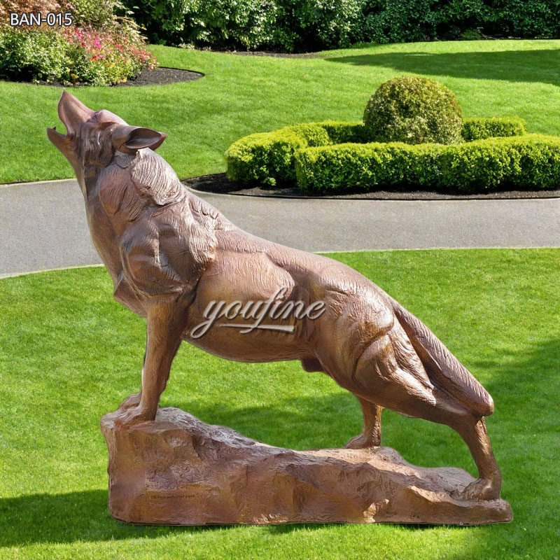 Large Outdoor Bronze Wolf Statue BAN-015- custom bronze memorial statue ...